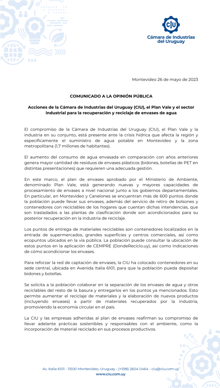 Comunicado a la opinión pública | Acciones de CIU, Plan Vale y el ...